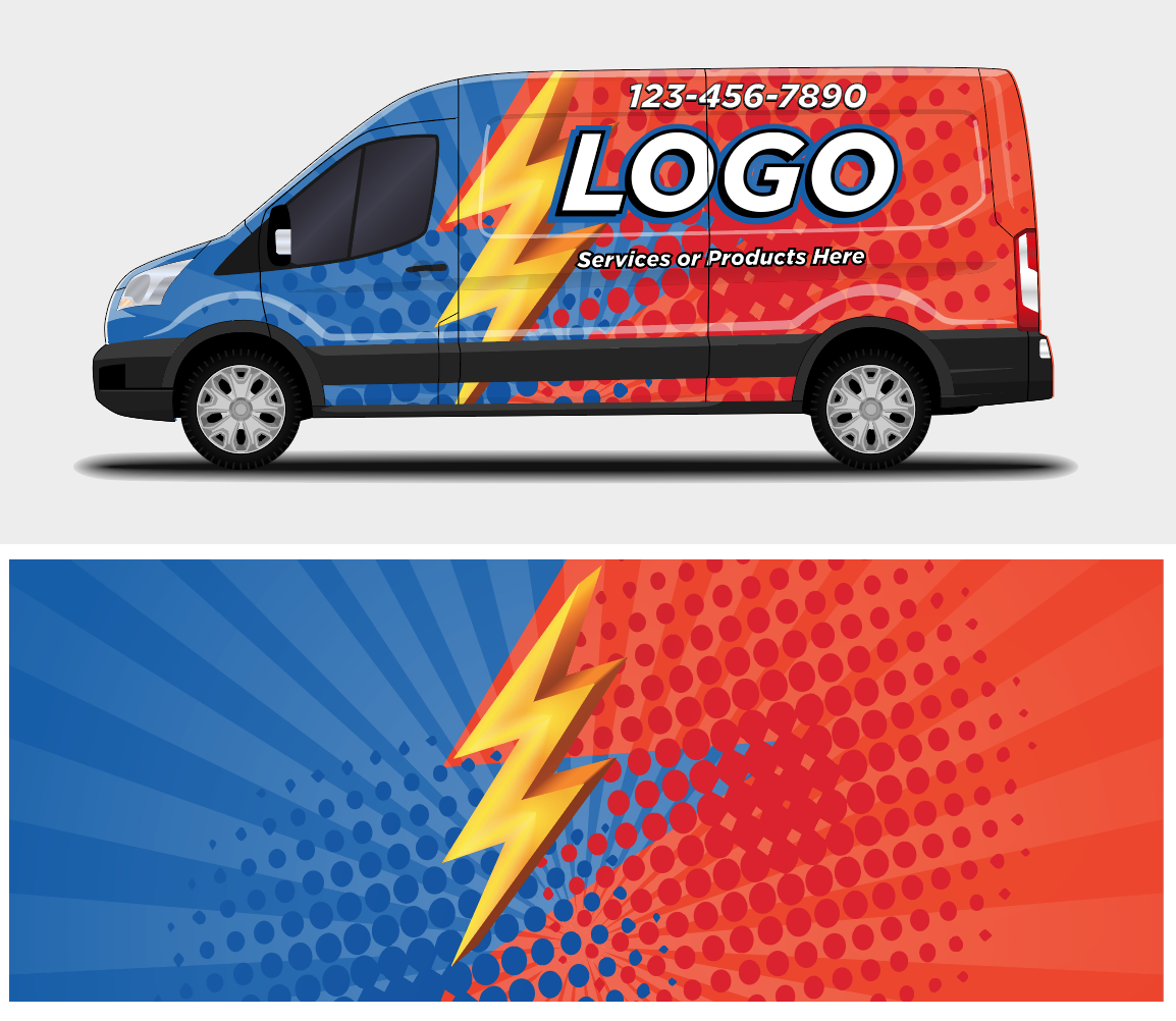 Electrician Transit Wrap design – vector wrap design 2