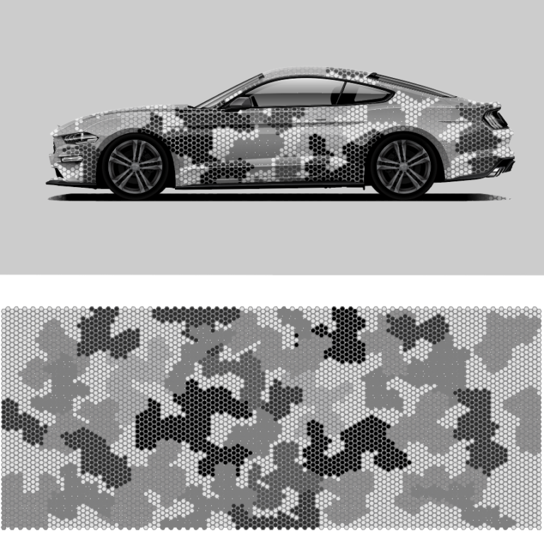 Mustang Wrap hexagon camo pattern