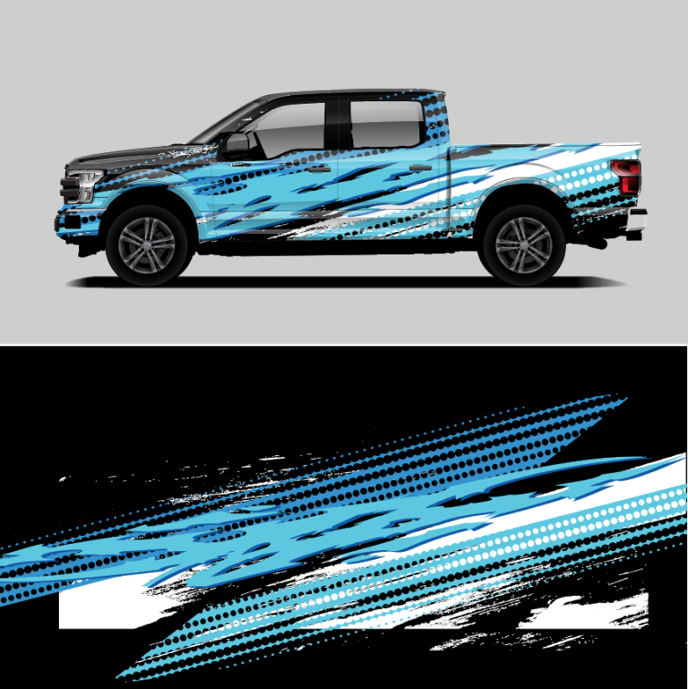 Vector blue wrap design truck