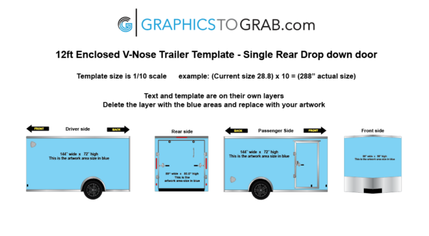 Enclosed 12ft trailer - vector template