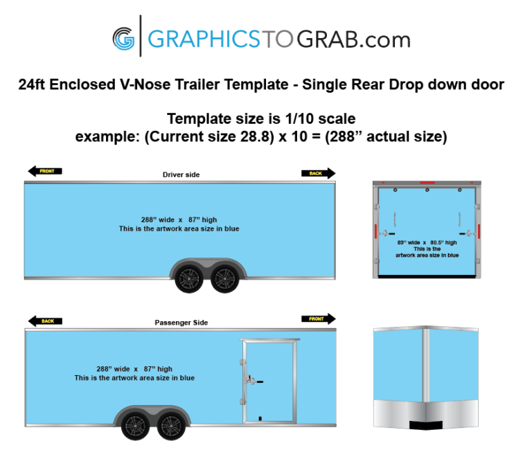 Enclosed 24ft trailer vector template