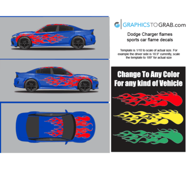 Muscle Car vector flame decals