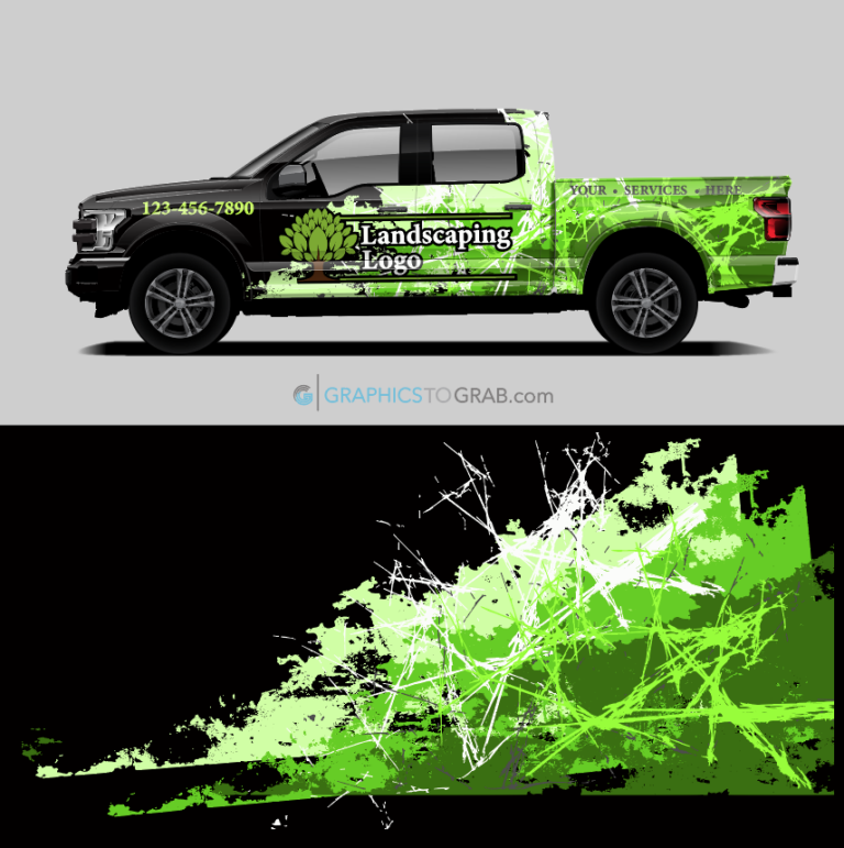 Landscaping vehicle wrap design
