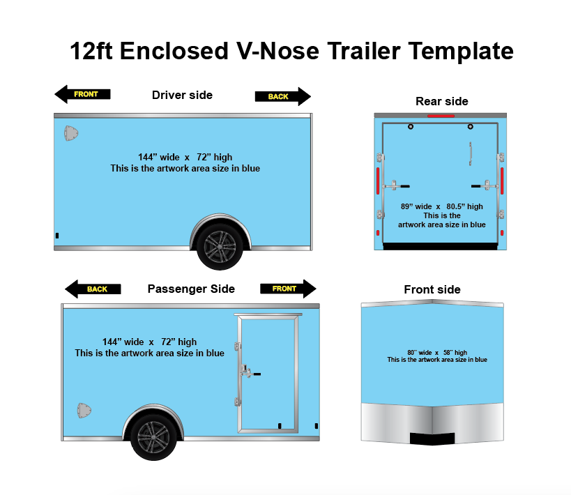 Enclosed 12ft trailer - vector template