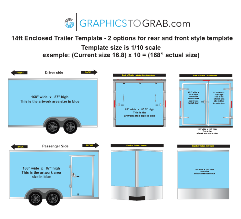 Enclosed 14ft trailer vector template