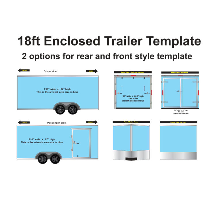Enclosed 18ft trailer vector template