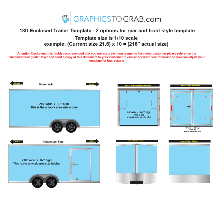 Enclosed 18ft trailer vector template