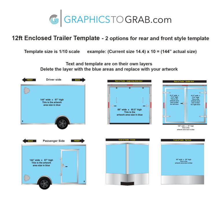 Enclosed 12ft trailer - vector template
