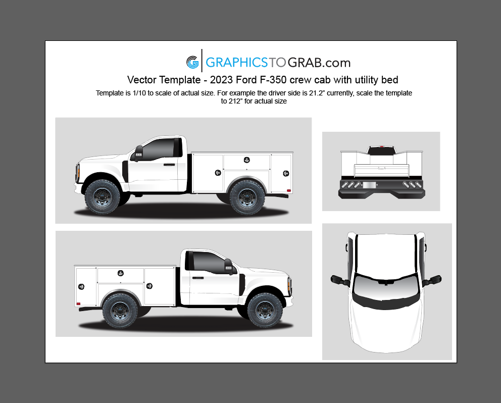Vector Template - 2023 Ford F-350 single cab with utility bed